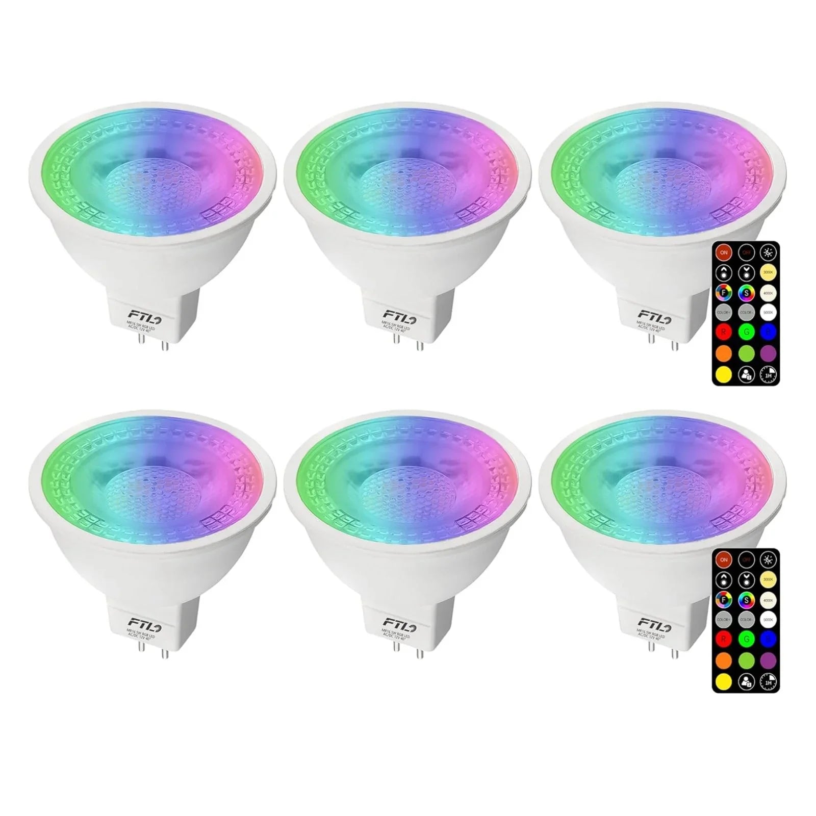 MR16 Color Changing LED Bulbs, Dimmable 5W RGB with Remote Control