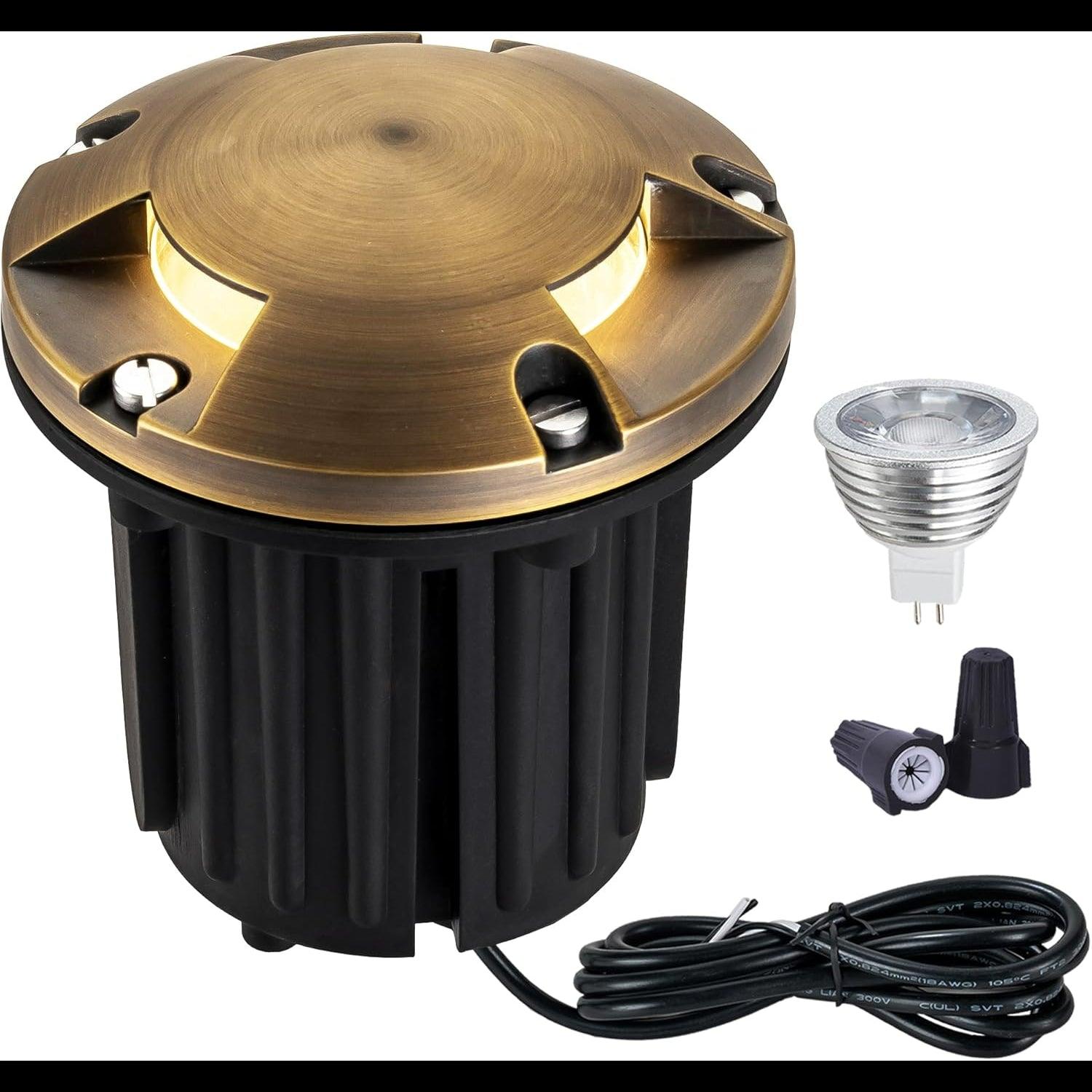 Brass Well Lights Landscape LED Low Voltage 12V Outdoor Landscape ...